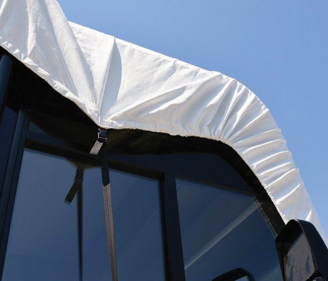 Great way to protect roof without the cost of a full RV cover. Great way to protect roof without the cost of a full RV cover.